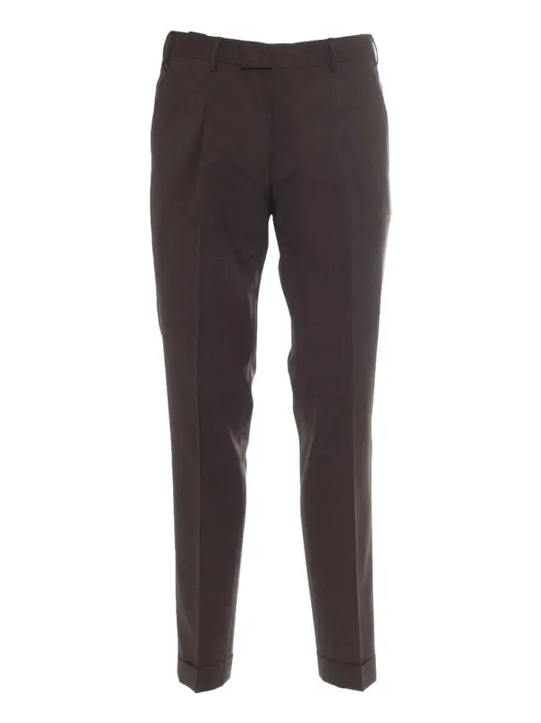 PT TORINO Master Pleated Trousers - Brown