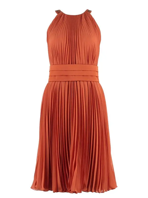 Max Mara Golena Pleated Dress - Brown