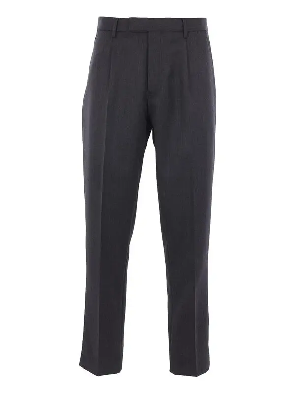 Zegna Straight-leg Wool Gabardine Trousers - Dark Gray Combined