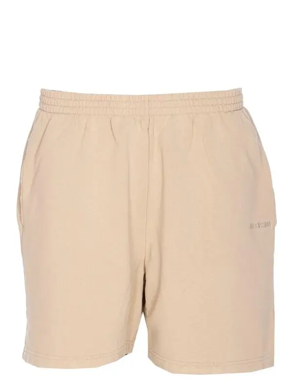 Balenciaga Embroidered Cotton Shorts - Beige