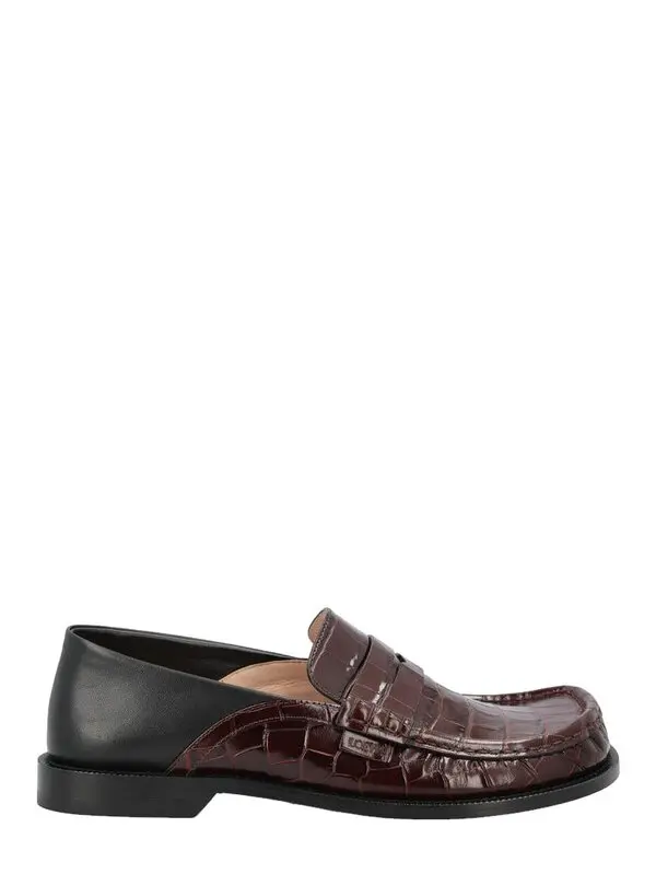 Loewe Campo Flap Back Loafers - Dark Brown/black