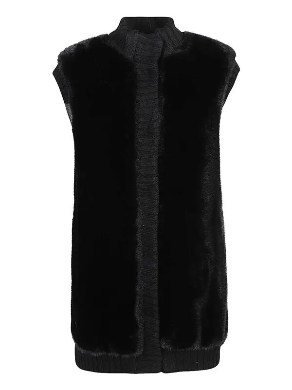 Pinko Genovese Faux Fur Vest - Black