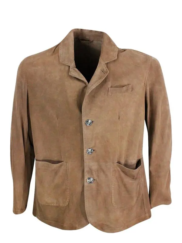BARBA NAPOLI Dallas Suede Jacket - Brown