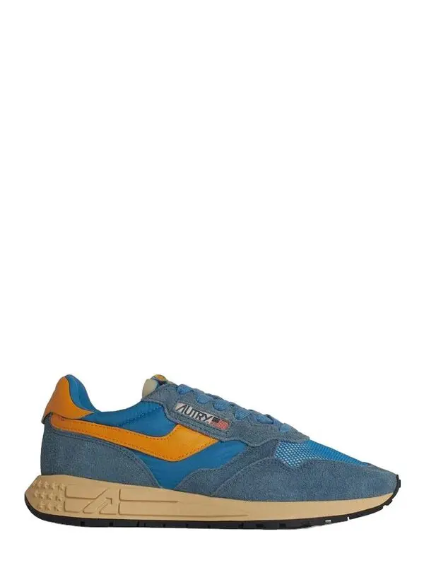 AUTRY Reelwind Suede And Technical Textile Trainer - Light Blue/yellow
