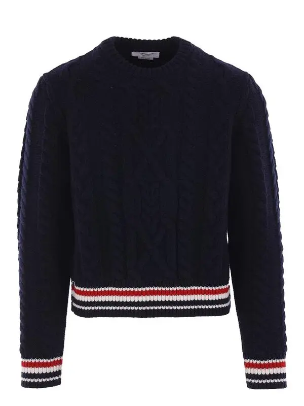 Thom Browne Cable Knit Wool Sweater - Blue