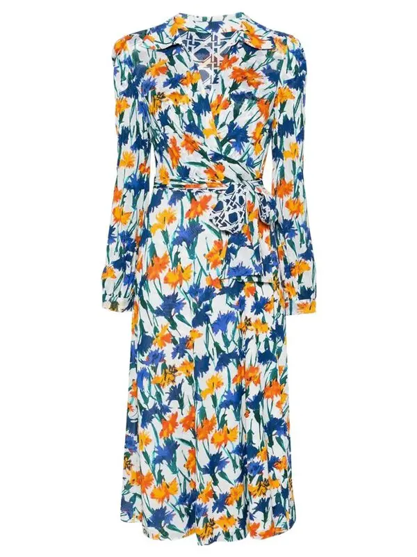 Diane Von Furstenberg Printed Wrap Dress - Multicolor