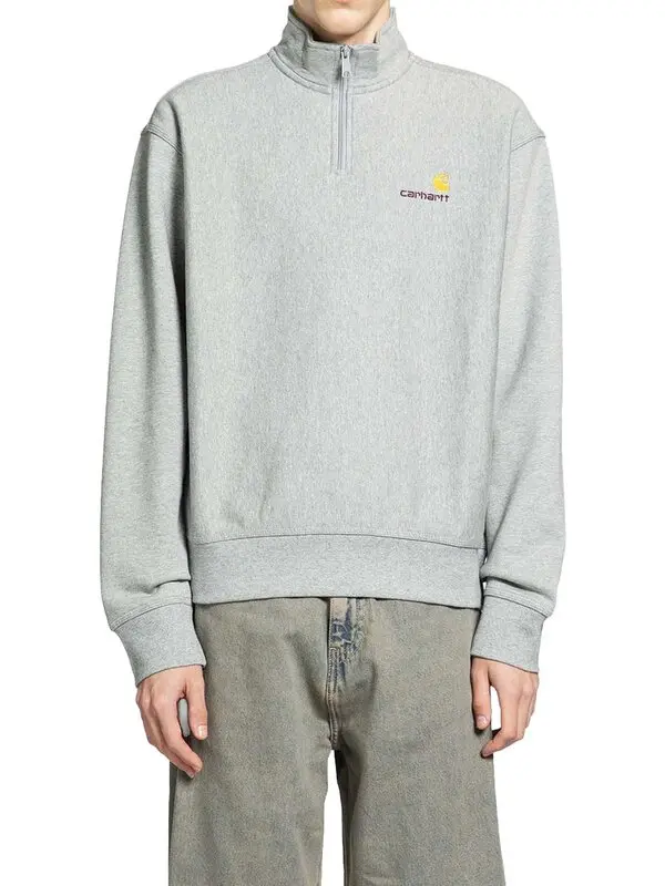 Carhartt Work In Progress Half Zip American Script Sweat - Grey
