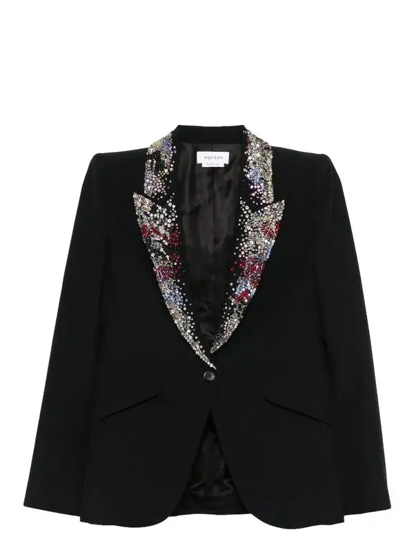 Alexander McQueen Jacket With Embellished Collar - Black