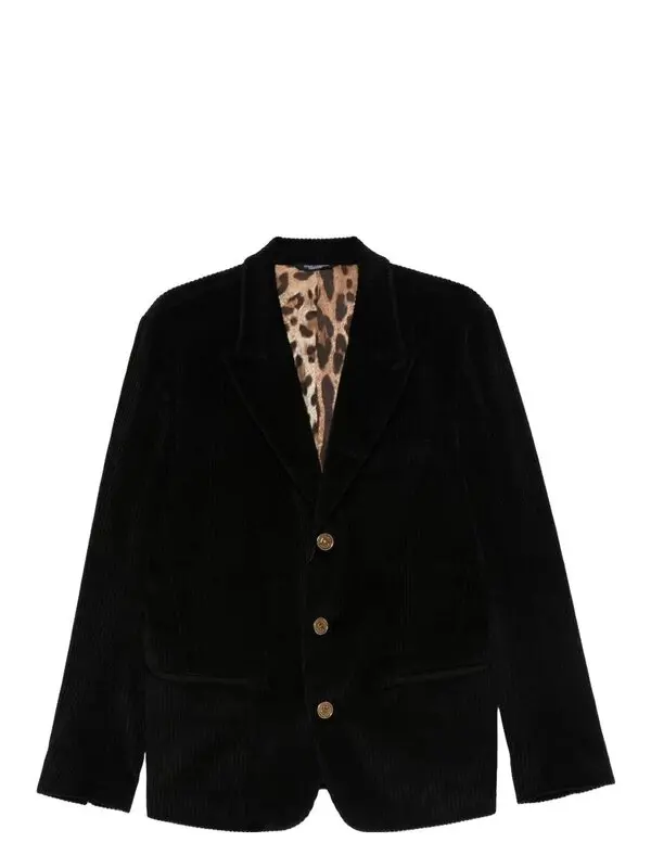 Dolce & Gabbana Ribbed Single-breasted Blazer - Black