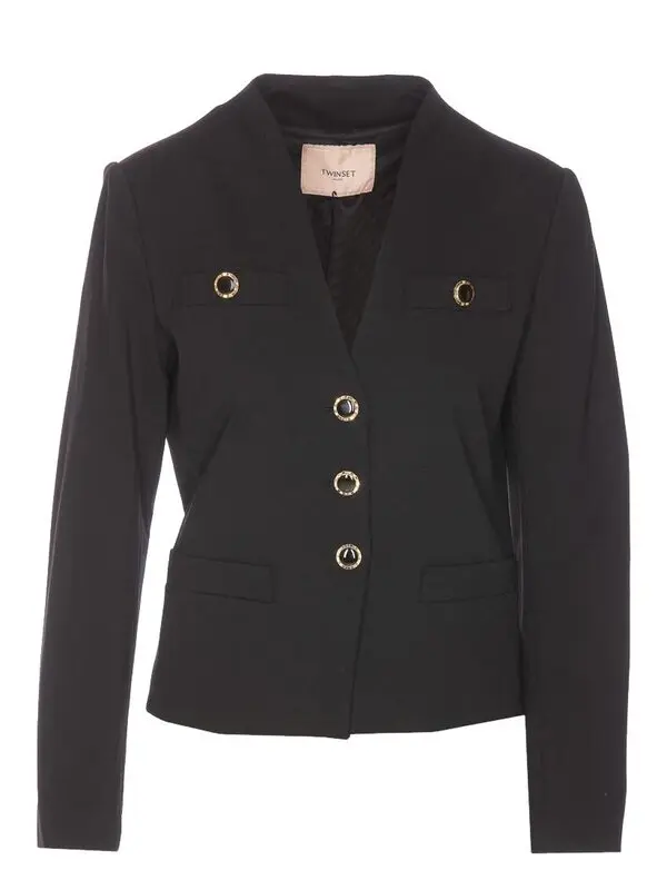 TWINSET Jacket With Frontal Buttons Closure - Black