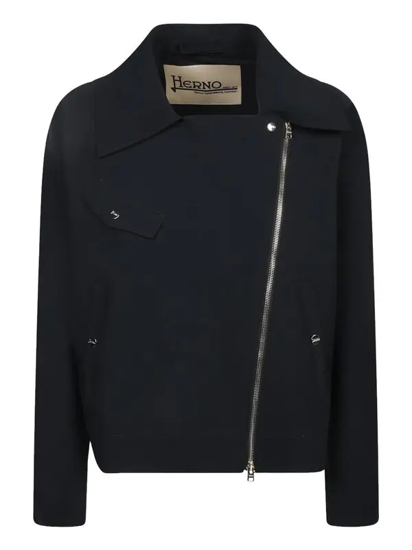 Herno Asymmetrical Zip Jacket - Black