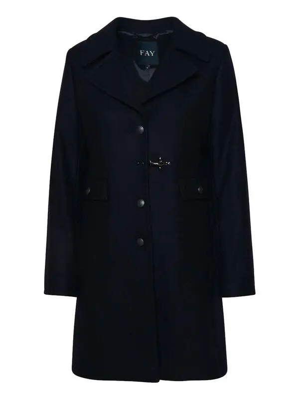 FAY Virgin Wool Blend Coat - Navy
