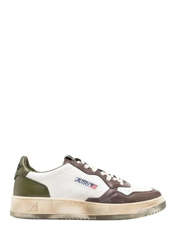AUTRY Medalist Low Super Vintage Sneakers - White, Brown, Green