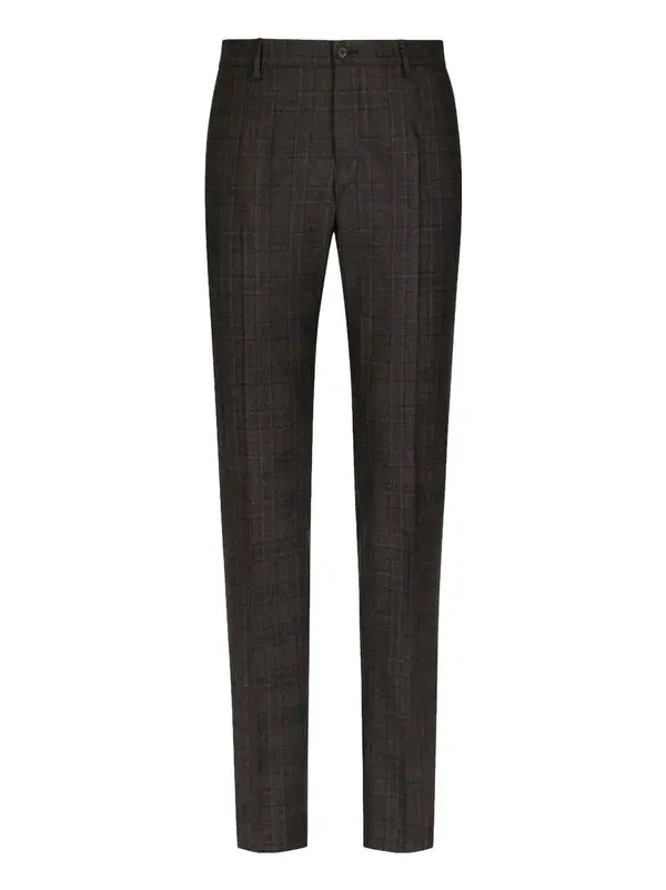 Dolce & Gabbana Prince Of Wales Patterned Wool Trousers - Brown