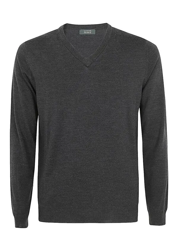 ZANONE V-neck Slim Fit Top - Grey