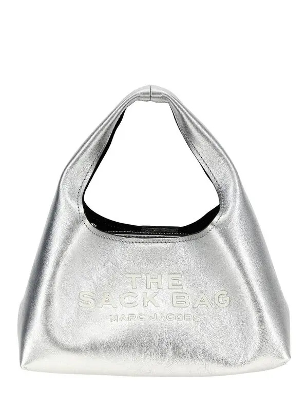 Marc Jacobs Metallic Leather Mini Sack Handbag - Silver