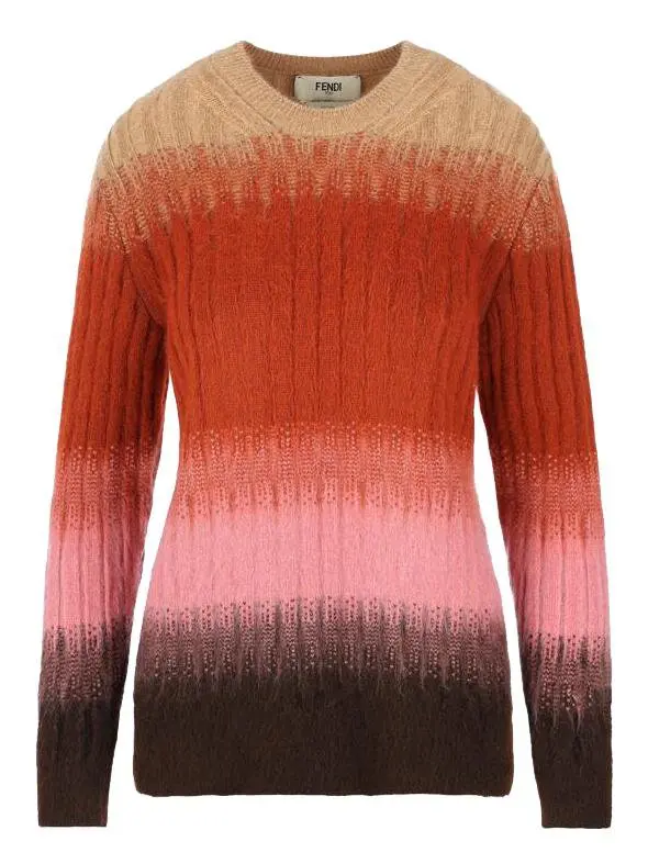 Fendi Ribbed Knit Sweater - Rust+blush