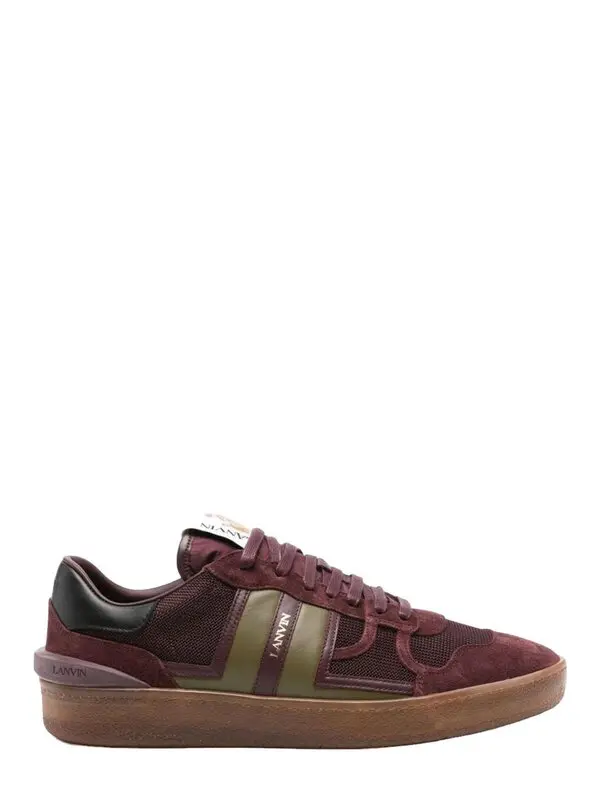 LANVIN Suede And Mesh Sneakers - Burgundy/green