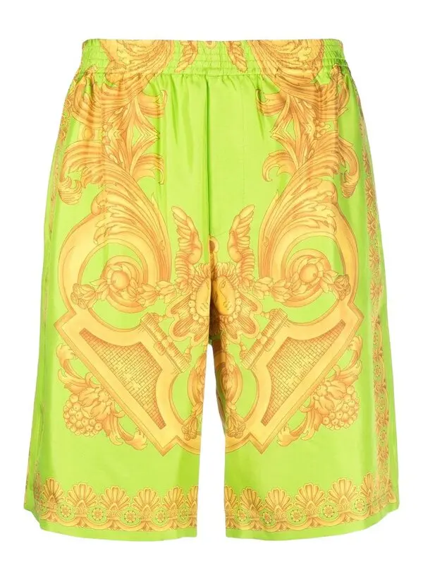 Versace Barocco 660 Silk Shorts - Lime/gold