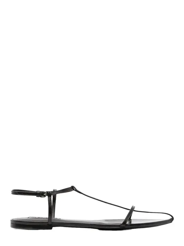 JIL SANDER Leather T-bar Sandals - Black