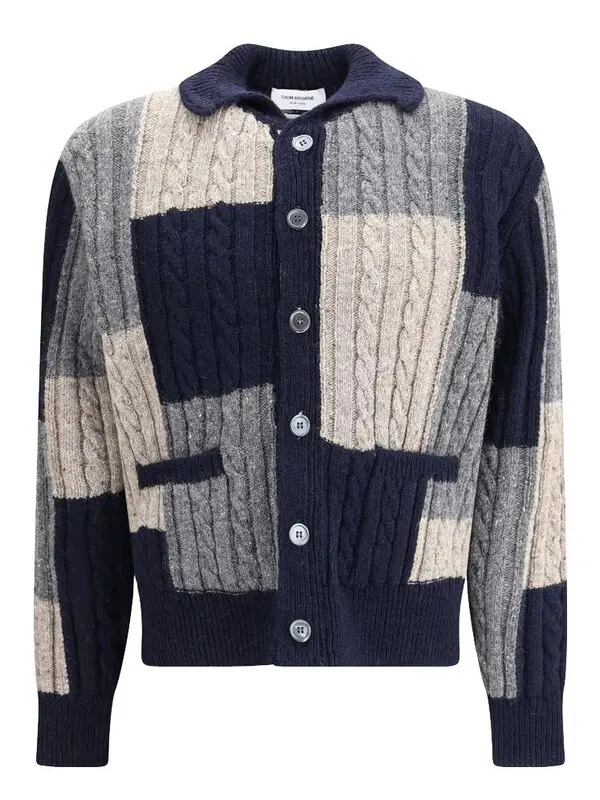 Thom Browne Wool Intarsia Knit Cardigan - Multicolour