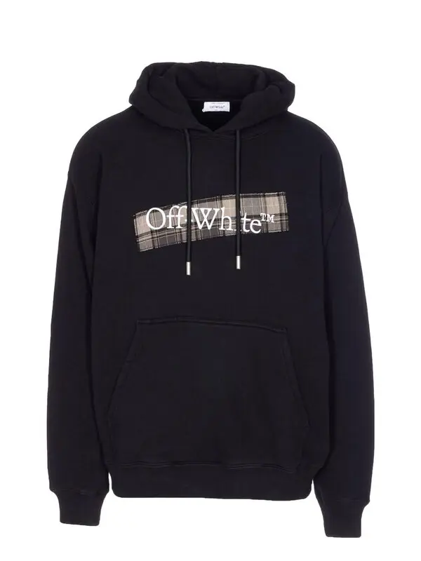 Off-White Plaid Panel Hoodie - Black-wh