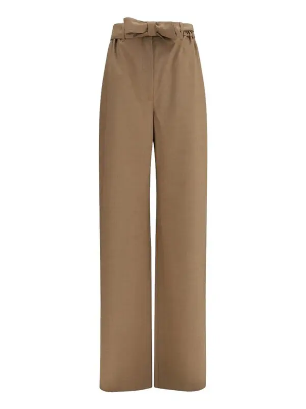 Max Mara Virgin Wool Wide Leg Pants - Beige