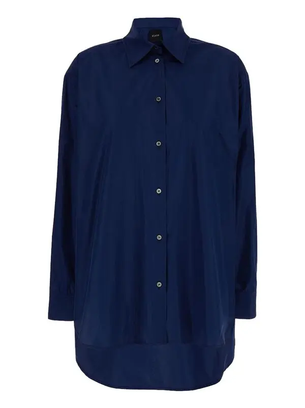PLAIN Oversized Cotton Shirt - Blue