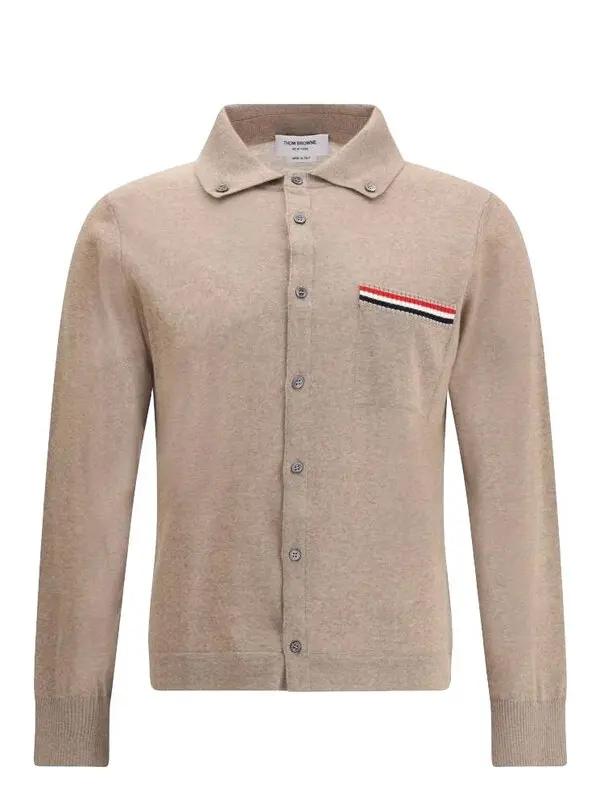 Thom Browne Virgin Wool Cardigan - Beige