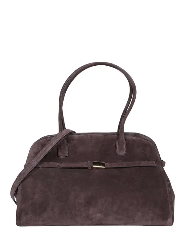 ORTIGNI Suede Bag With Adjustable Shoulder Strap - Brown