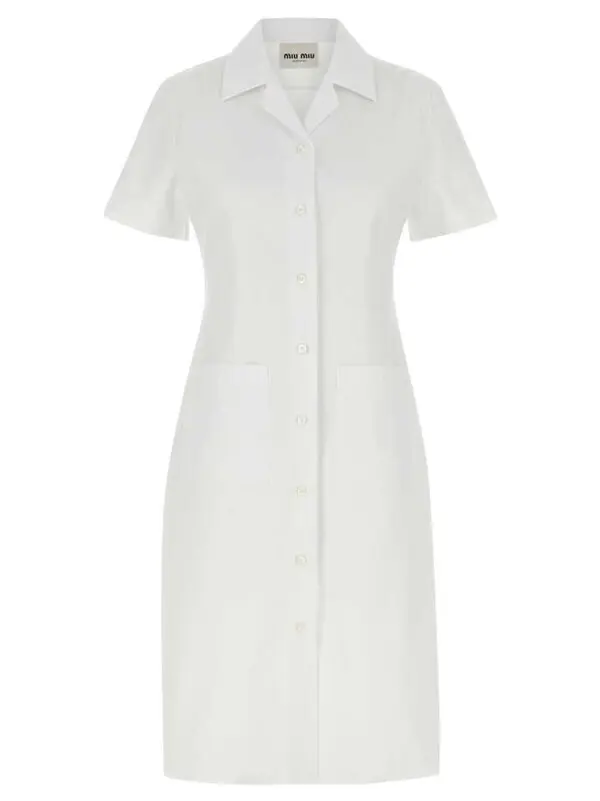Miu Miu Poplin Shirt Dress - White