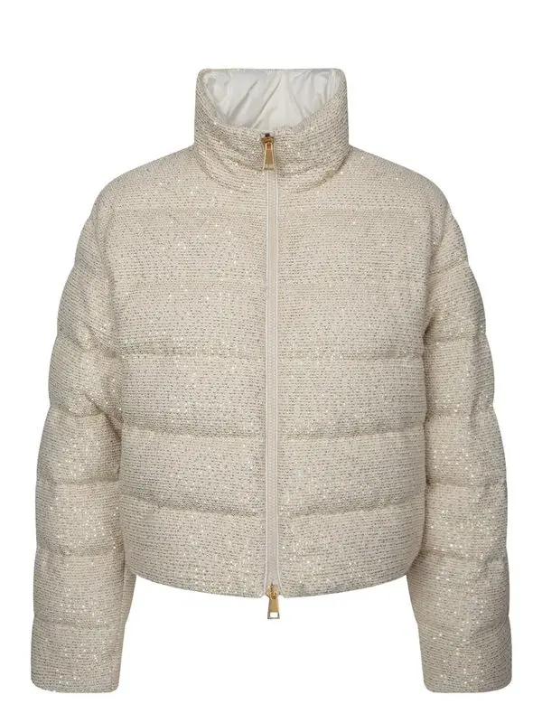 Moncler Jacket With Shimmering Finish - White
