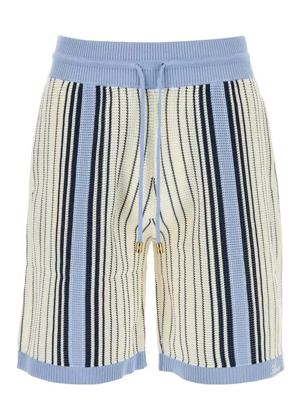 Amiri Embroidered Knit Bermuda Shorts - Stripped