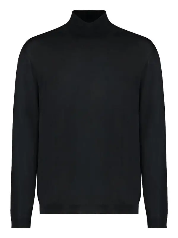 ROBERTO COLLINA Turtleneck Wool Pullover - Black