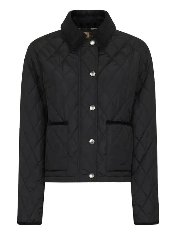 Burberry Quilted Jacket With Equestrian Knight Motif - Black