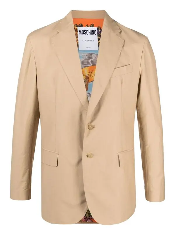 Moschino Notched Lapel Jacket - Beige