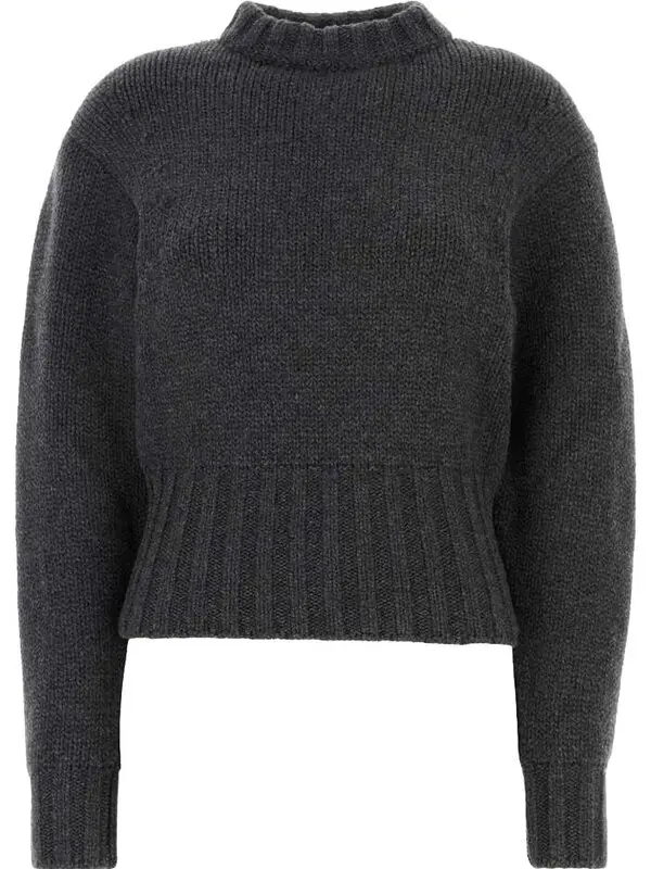 Alexander McQueen Melange Stretch Wool Blend Sweater - Grey