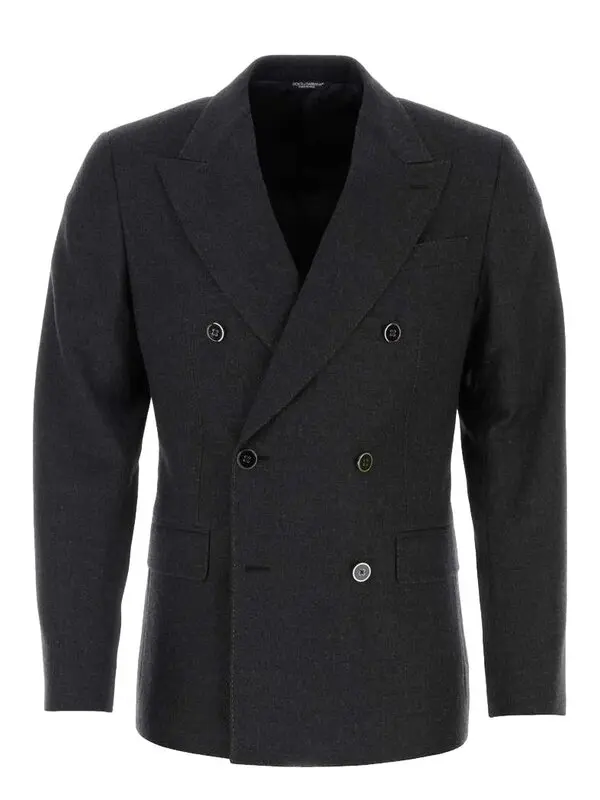 Dolce & Gabbana Graphite Stretch Wool Blazer - Black