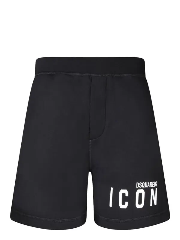 Dsquared2 Cotton Relaxed Fit Shorts - Black
