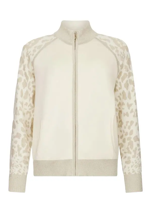 Liu Jo Animal-print Turtleneck Sweater - Bianco E Oro