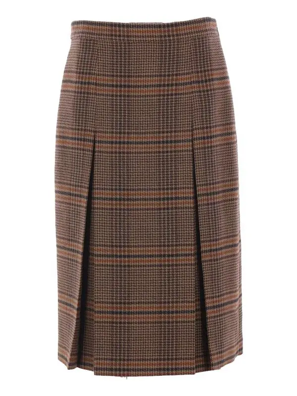 Saint Laurent Midi Skirt - Marron+beige+roux