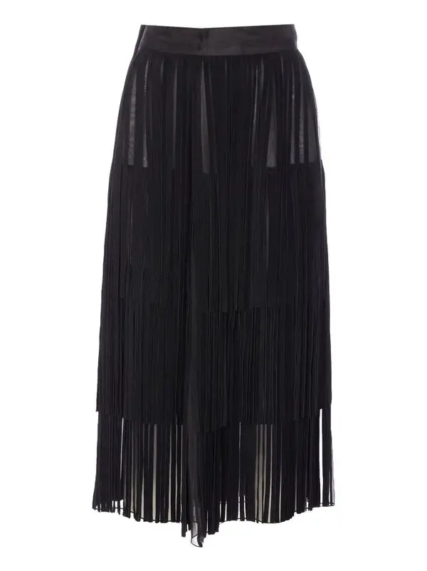 Dolce & Gabbana Midi Skirt With Fringes - Black