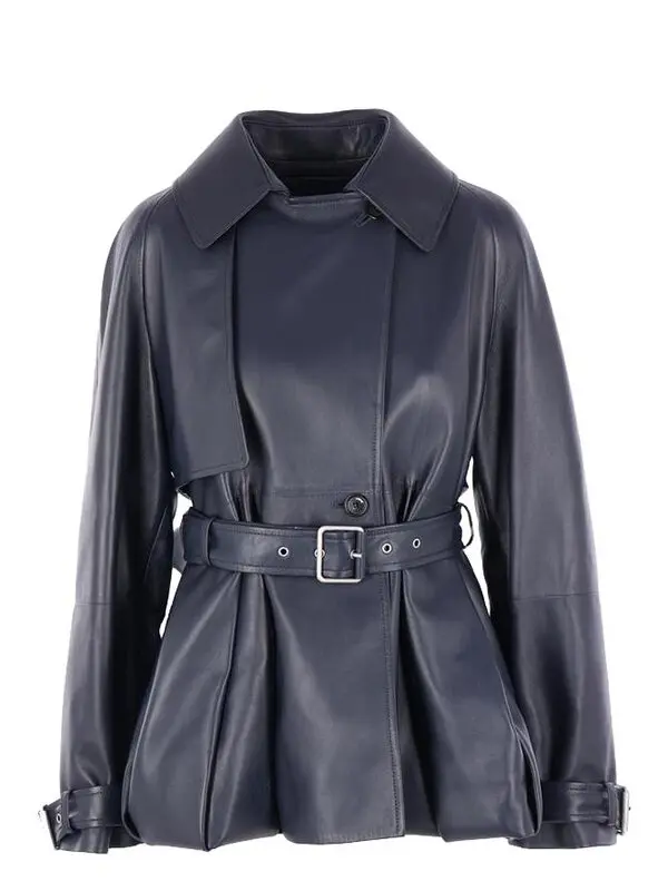 Loewe Short Nappa Leather Trench Coat - Blue