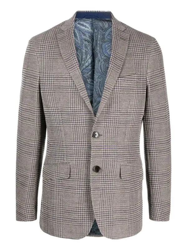 Etro Plaid-check Pattern Blazer - Grey