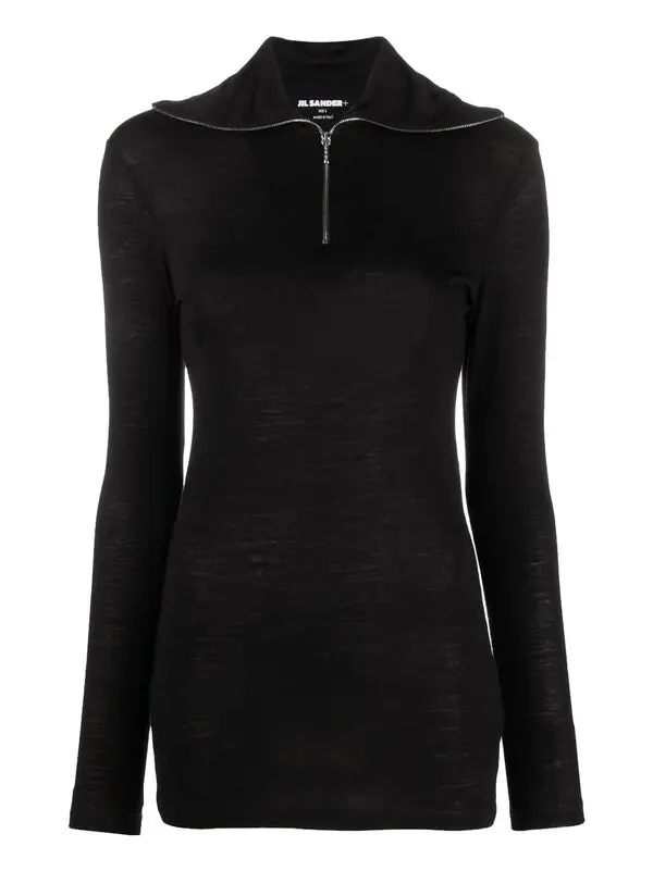 JIL SANDER Long-sleeved Top With Zip - Black
