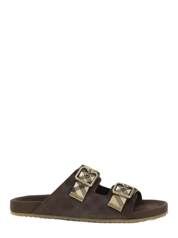 Burberry Check Suede Urchin Sandals - Brown