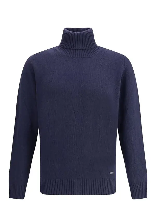 BROOKSFIELD Virgin Wool Turtleneck Sweater - Blue