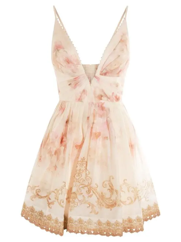 Zimmermann Floral Print Mini Dress - Cream Peony