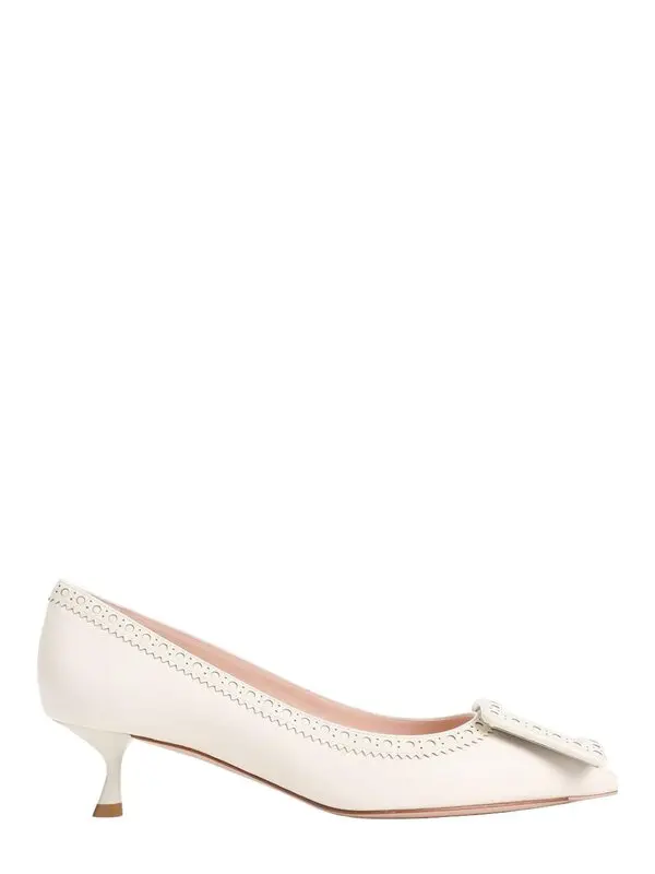 ROGER VIVIER Cire White Lamb Leather Viv In The City Perforated 45 Decollete Pumps - Beige