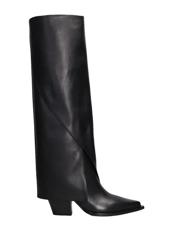 Elena Iachi Texan Leather Boots - Black
